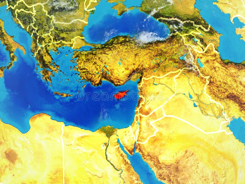 Cyprus on Earth from space stock illustration. Illustration of ...