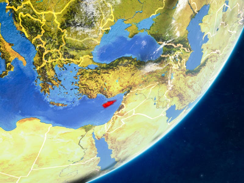 Cyprus on Earth from space stock illustration. Illustration of globe ...
