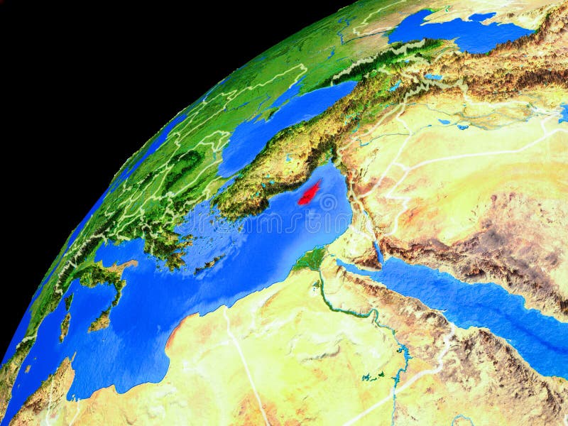 Cyprus on Earth from space stock image. Image of political - 135208205