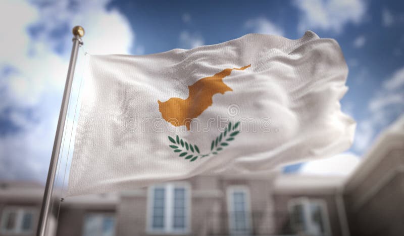 Cyprus Flag 3D Rendering on Blue Sky Building Background Stock Photo ...