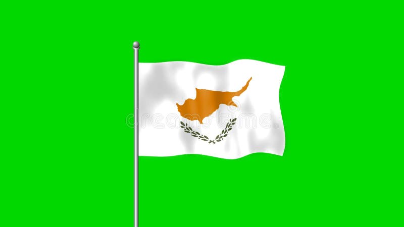 Cyprus Flag Waving in the Wind on Green Screen Footage Background. 4k ...