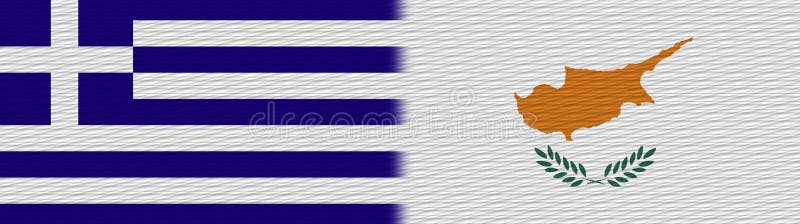 Cyprus and Greece Fabric Texture Flag â€“ 3D Illustrations Stock ...