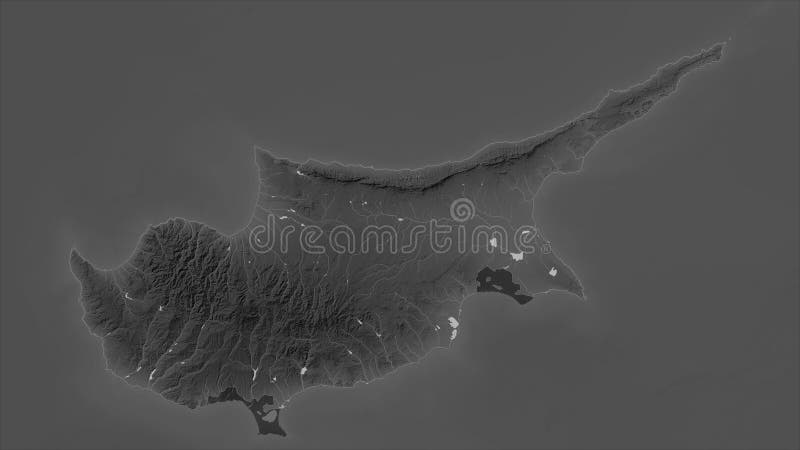 Cyprus Highlighted. Grayscale Stock Illustration - Illustration of stereographic, administrative ...