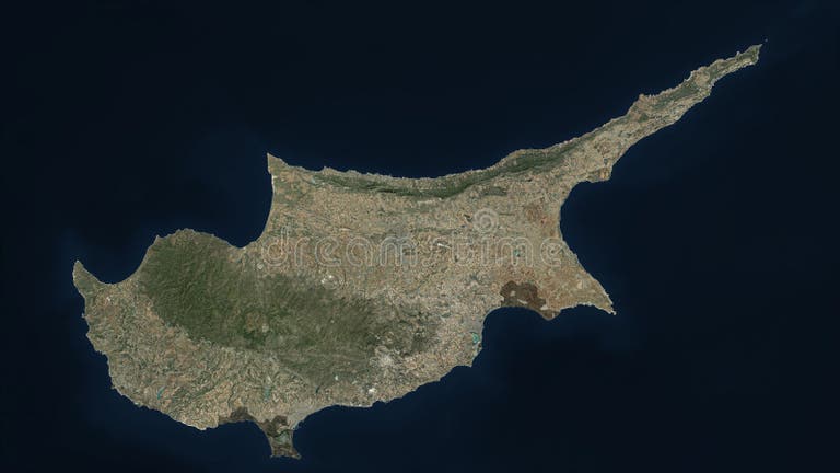 Cyprus Highlighted. Low-res Satellite Stock Illustration - Illustration ...