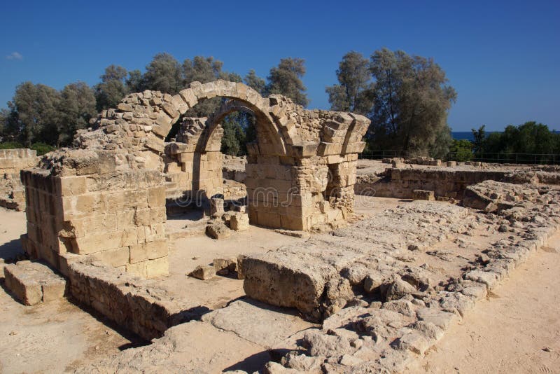 Cyprus. Ancient Ruins in Paphos Stock Photo - Image of mediterranean ...