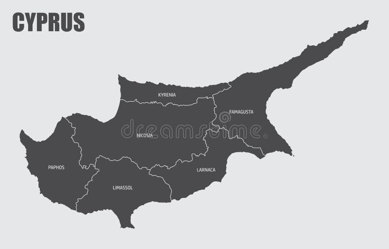 Cyprus districts map stock illustration. Illustration of detailed ...