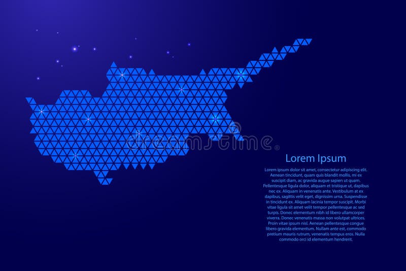 Cyprus Map Abstract Schematic from Blue Triangles Repeating Pattern ...