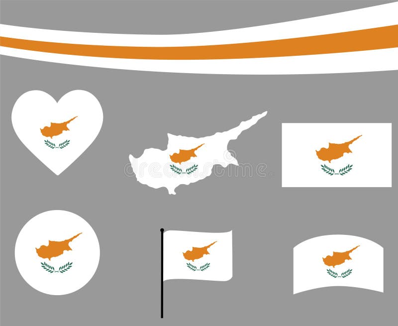 Cyprus Flag Map Ribbon and Heart Icons Vector Stock Vector ...