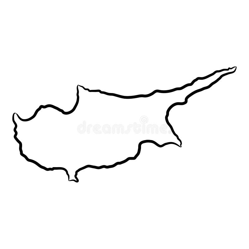 Cyprus Map From The Contour Black Brush Lines Different Thickness On ...