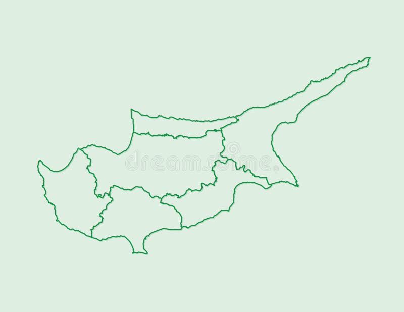 Cyprus Map with Divisions Using Green Lines on Light Background Vector ...