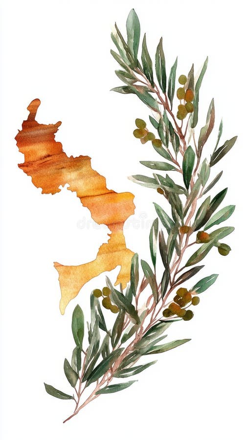 Of Cyprus Map with Olive Branches Flag Reference Stock Illustration ...