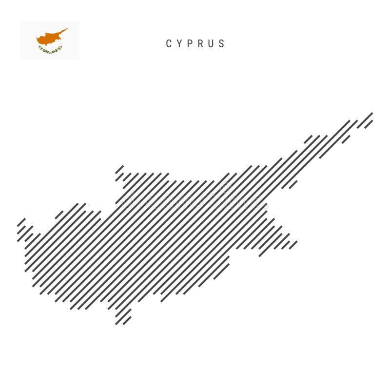 Cyprus Map from Pattern of Black Slanted Parallel Lines. Flat Vector ...