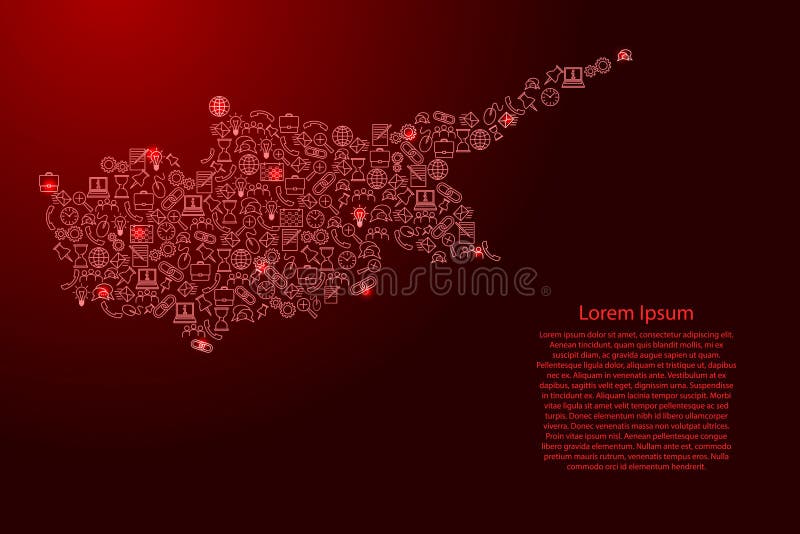 Cyprus Map from Red and Glowing Stars Icons Pattern Set of SEO Analysis ...