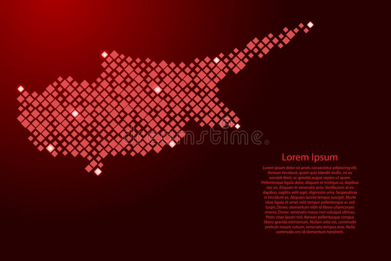 Cyprus Map from Red Pattern Rhombuses of Different Sizes and Glowing ...