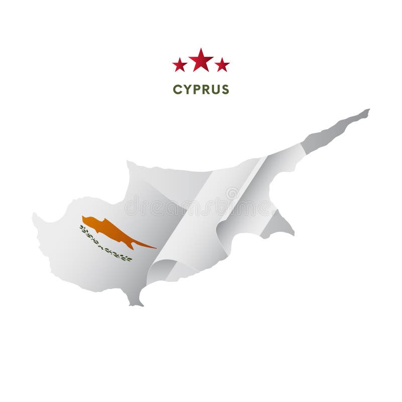 Cyprus Map with Waving Flag. Vector Illustration. Stock Vector ...