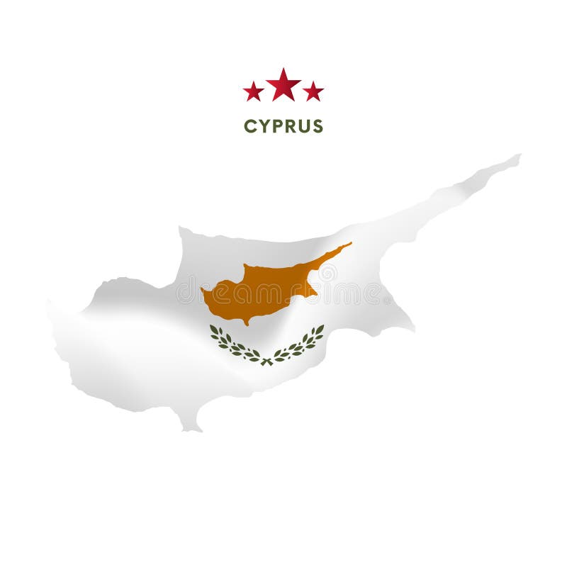 Cyprus Map with Waving Flag. Vector Illustration. Stock Vector ...