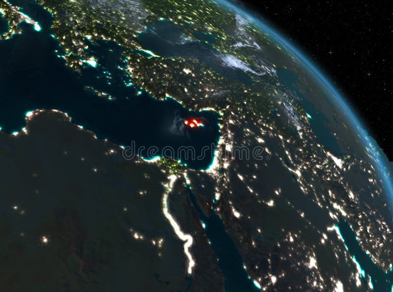 Cyprus at night from orbit stock photo. Image of europe - 119380122