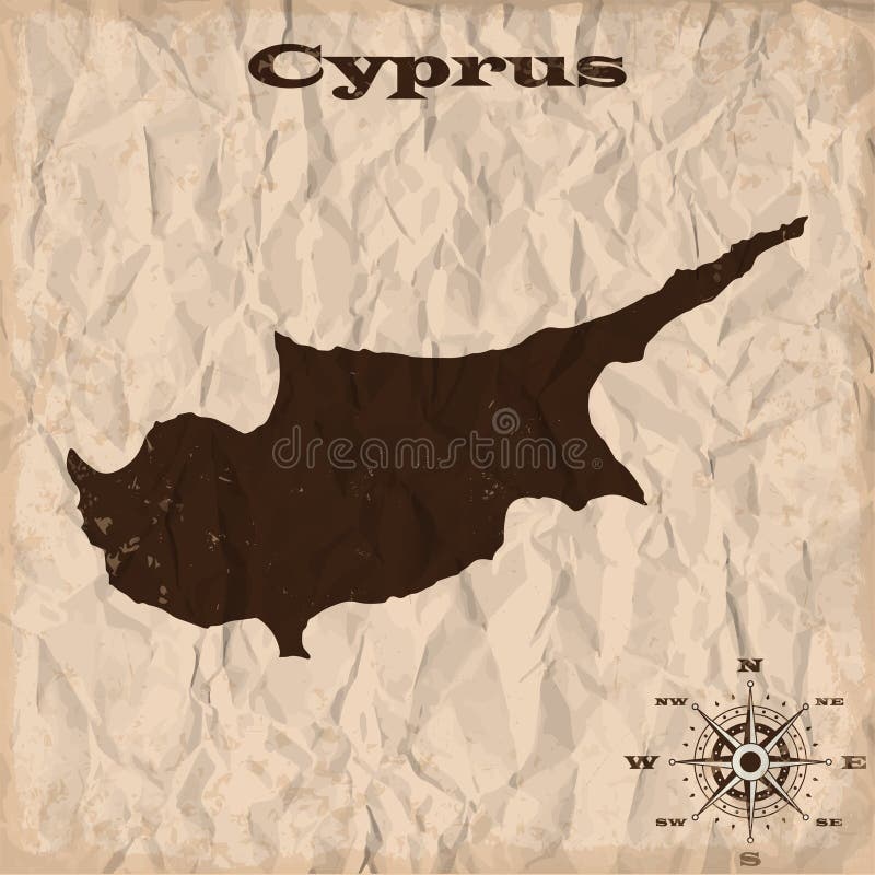 Cyprus Old Map with Grunge and Crumpled Paper. Vector Illustration ...