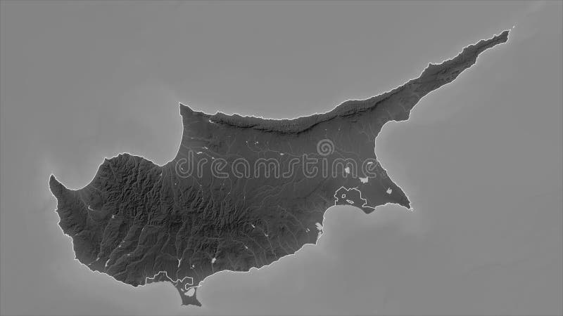 Cyprus outlined. Grayscale stock illustration. Illustration of ...