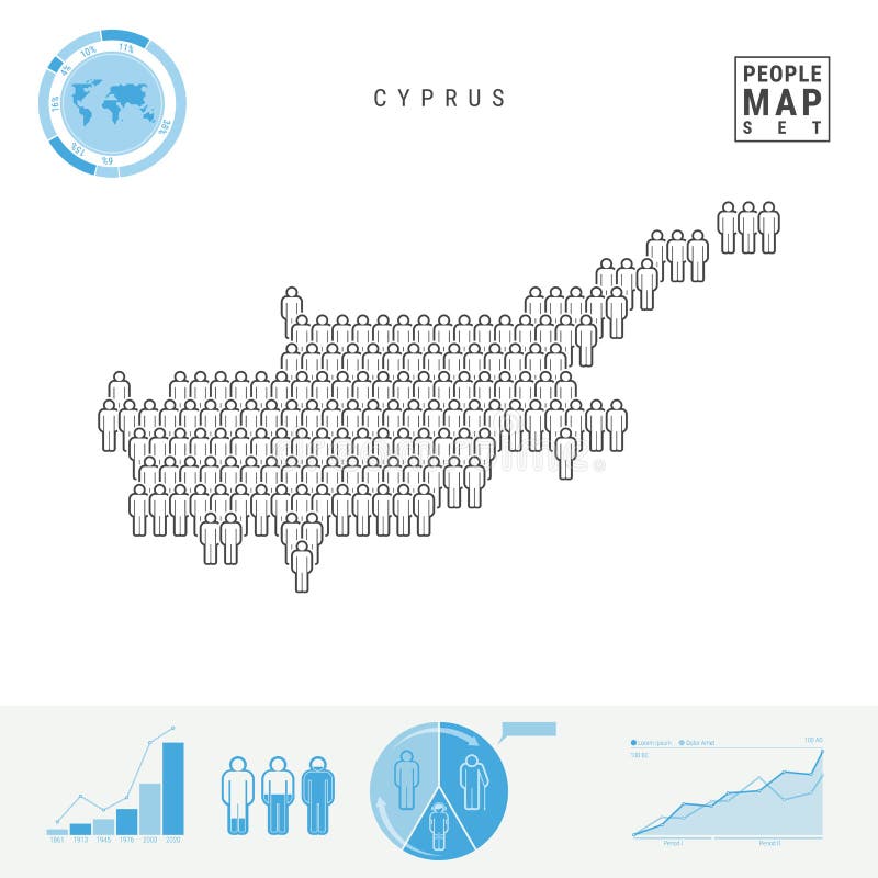 People Cyprus Island Map stock vector. Illustration of blue - 119828485