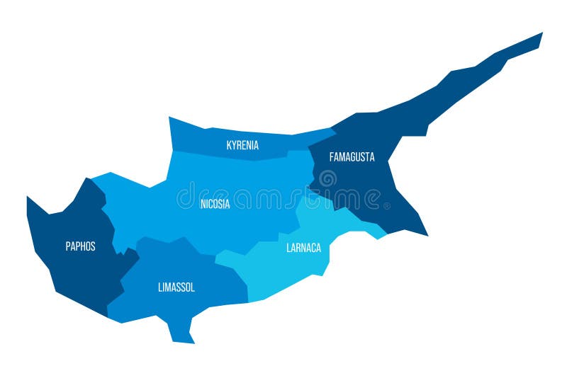 Cyprus Political Map of Administrative Divisions Stock Vector ...