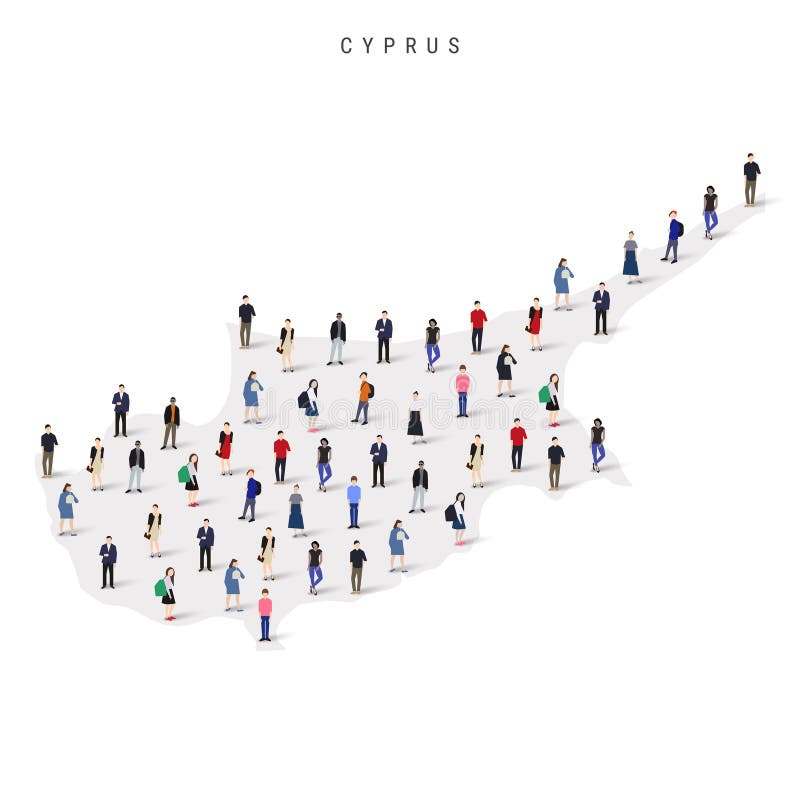 Cyprus Population Map. Large Group of People in a Shape of Cypriot Map ...