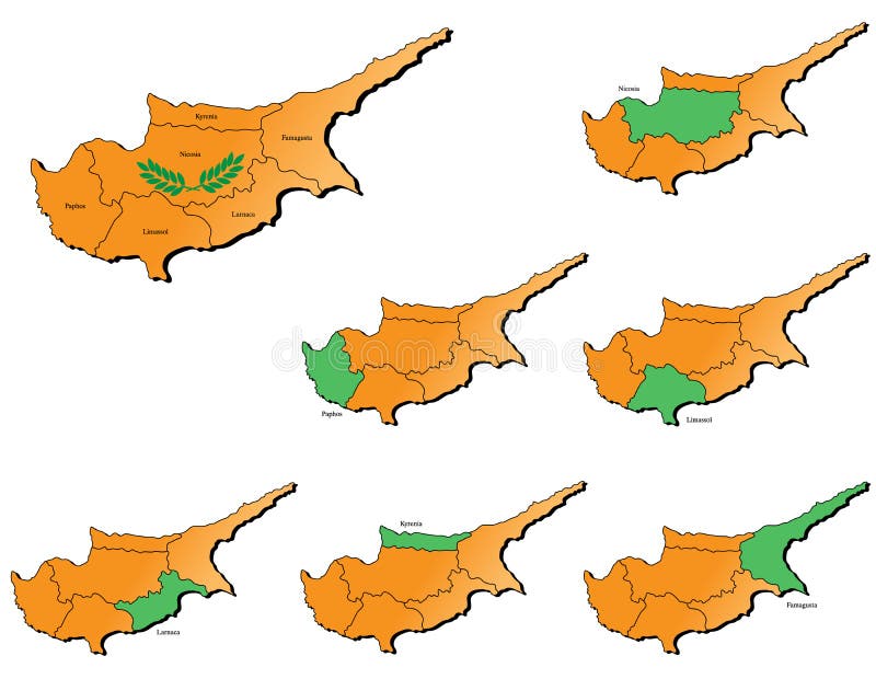 Cyprus provinces maps stock vector. Illustration of graphic - 31932064