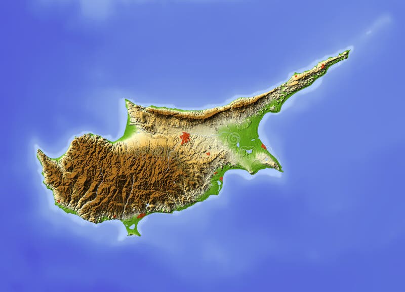 Cyprus, relief map stock illustration. Illustration of physical - 5565850