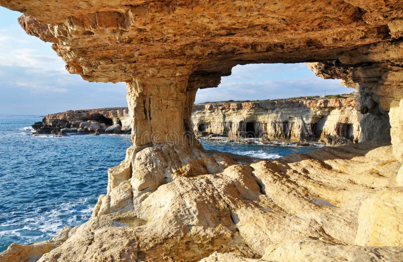 Natural Rock Bridge in Cyprus Stock Photo - Image of coast, cyprus ...