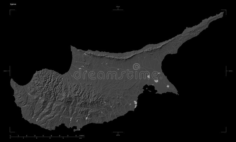 Cyprus Shape on Black. Bilevel Stock Illustration - Illustration of ...