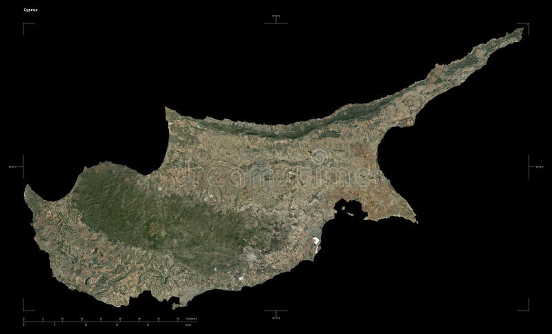 Cyprus Shape on Black. High-res Satellite Stock Illustration ...