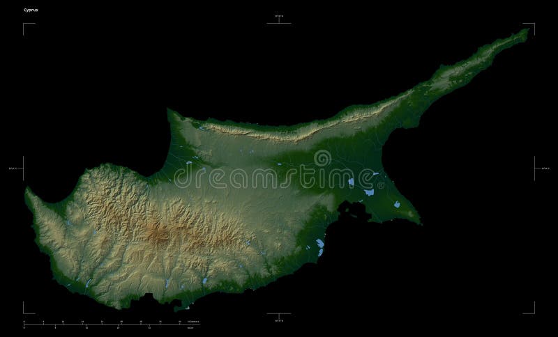 Cyprus Shape on Black. Physical Stock Illustration - Illustration of ...