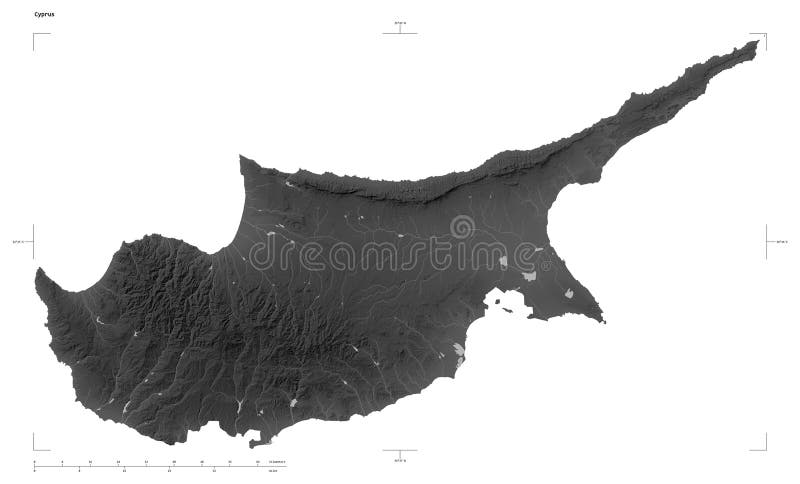 Cyprus Shape on White. Grayscale Stock Illustration - Illustration of ...