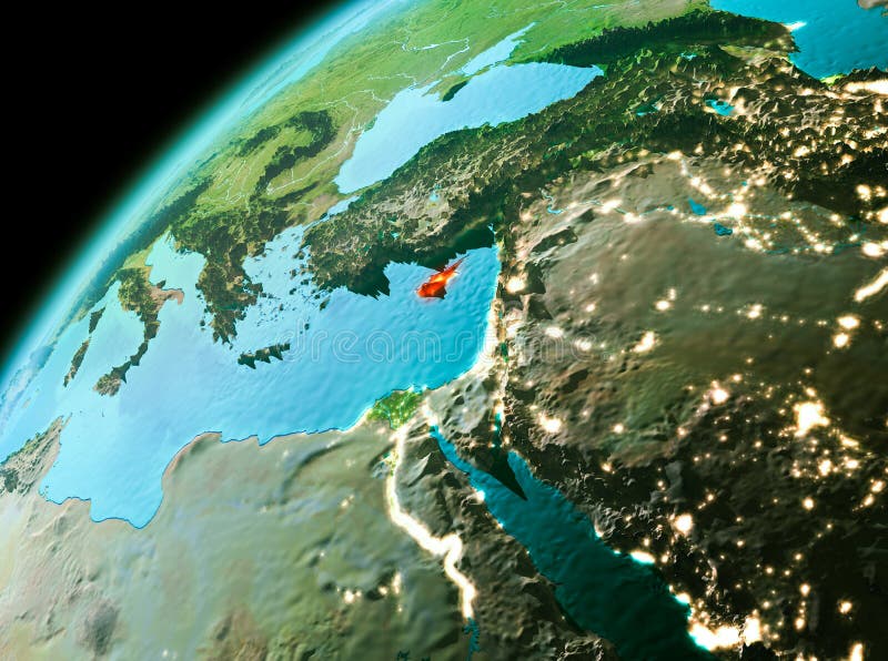 Cyprus from Space in Evening Stock Illustration - Illustration of ...