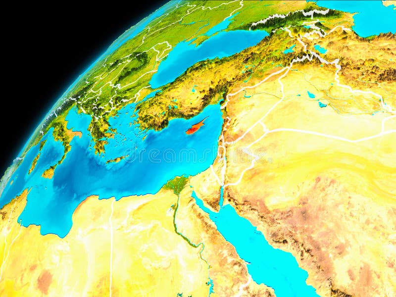 Cyprus from space stock illustration. Illustration of europe - 110418371