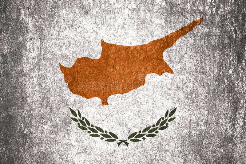 Cyprus State Flag. Dirty Cyprus Flag on Metal Surface Stock ...