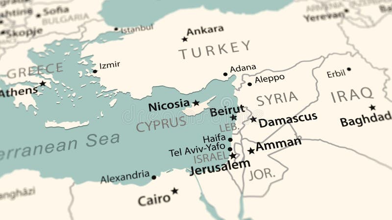 Cyprus on the World Map. Smooth Map Rotation Stock Footage - Video of ...
