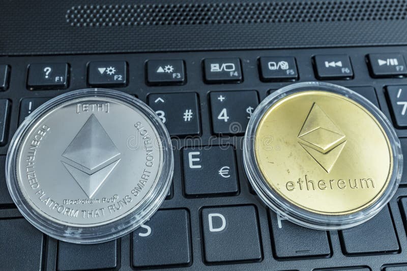 Cyripto Money Mining. Close Up Physical Cyrpto Money Coin. Stock Image ...