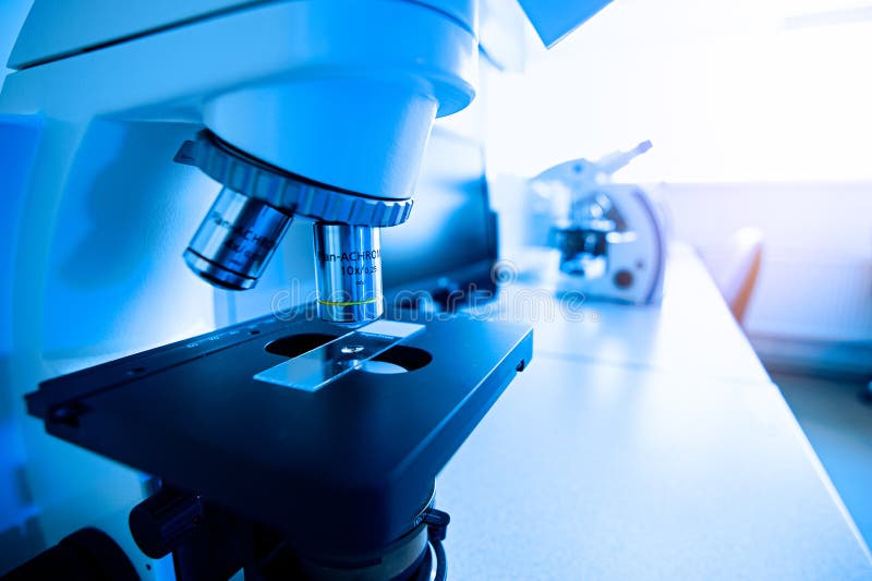 Close-up of Microscopes at Laboratory Stock Image - Image of ...