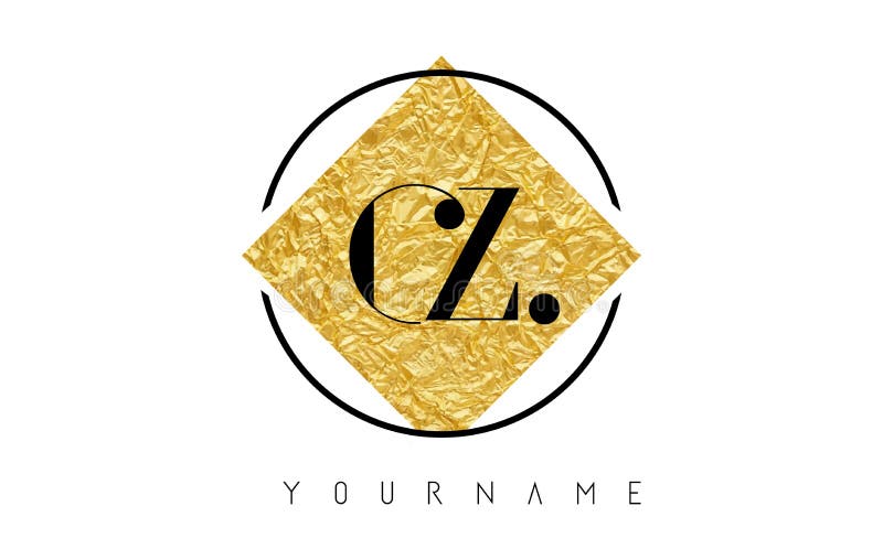 CZ Letter Logo with Golden Foil Texture. Stock Vector - Illustration of ...