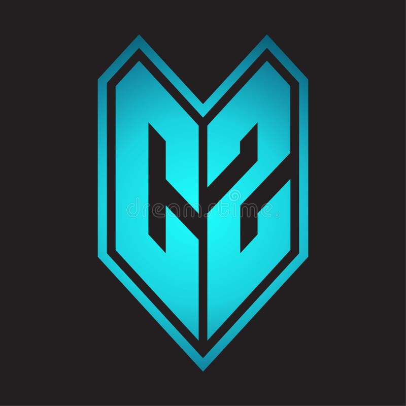 CZ Logo Monogram with Emblem Line Style Isolated on Blue Gradient ...