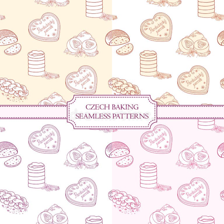 Czech Baking Seamless Patterns Stock Vector - Illustration of bakery ...