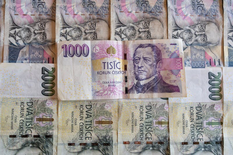 Czech Banknote 2000 and 5000 CZK Folded Side by Side Stock Photo ...