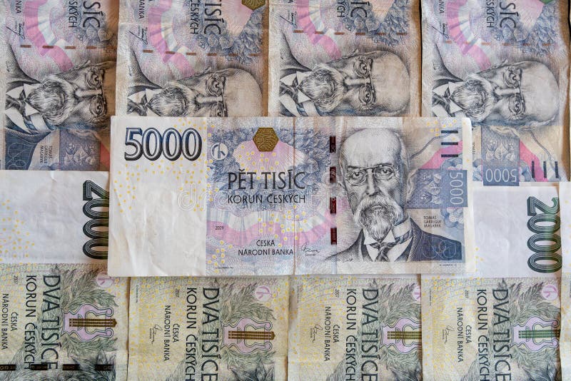 Czech Banknote of 100 Korun and Euro Bills Stock Photo - Image of ...