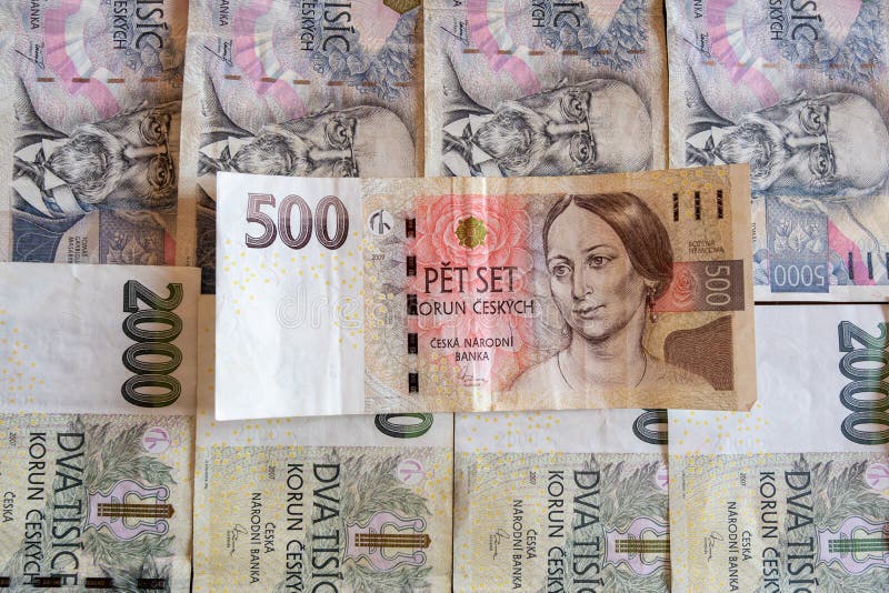 Czech Banknote of 100 Korun and Euro Bills Stock Photo - Image of ...