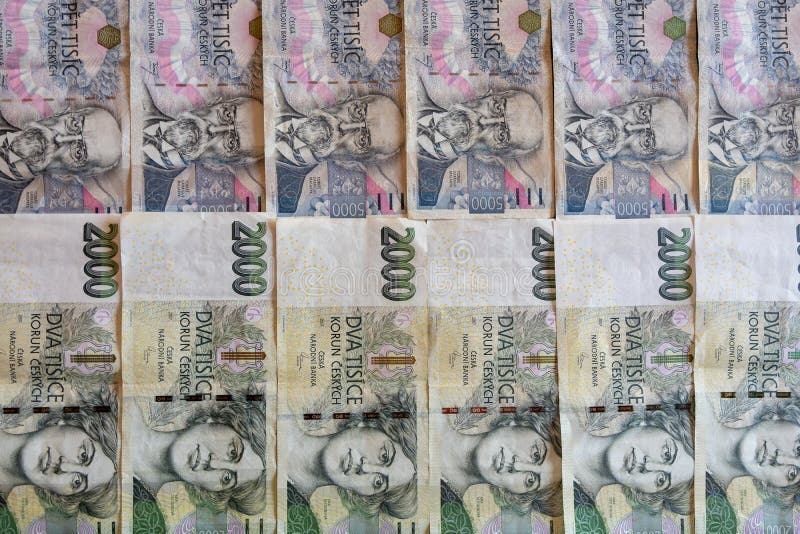 Czech Banknote of 100 Korun and Euro Bills Stock Photo - Image of ...
