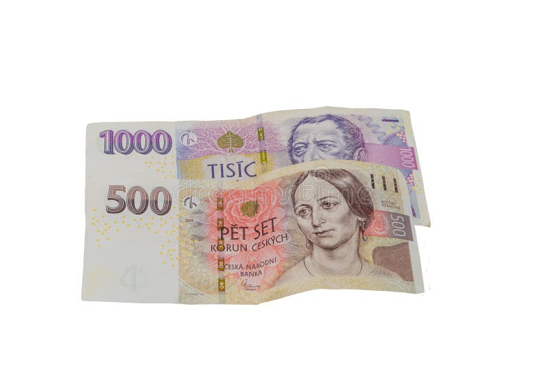 Czech Banknotes, 1500 CZK, Isolated on White Background Stock Image ...
