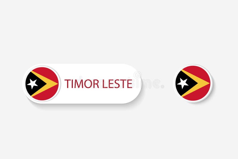 Timor Leste Button Flag in Illustration of Oval Shaped with Word of ...
