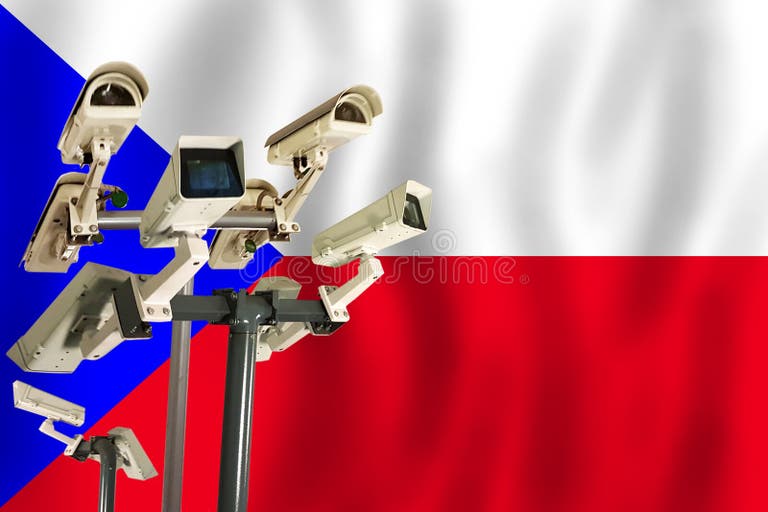 Czech CCTV Camera on the Flag of Czech Surveillance, Security, Control ...