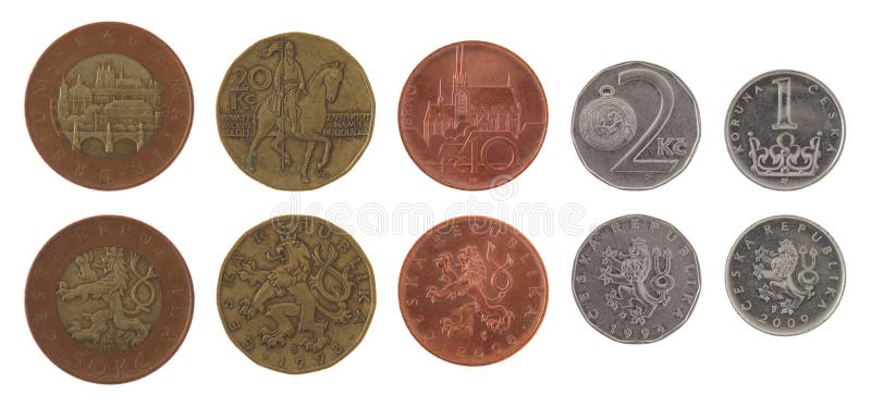 Czech Coins Isolated on White Stock Photo - Image of collection ...